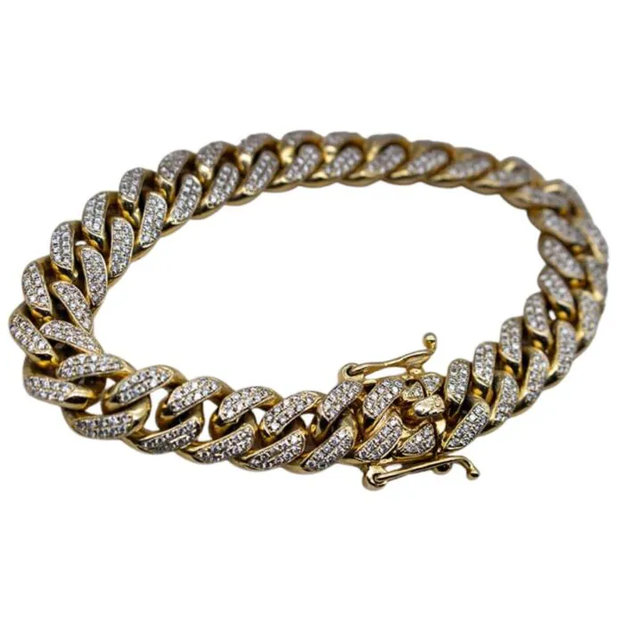 Diamond Cuban Bracelet 14K Yellow Gold